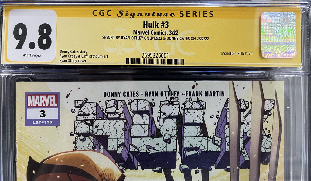 CGC Signature Series 9.8 Hulk #3 Signed by Ryan Ottley & Donny Cates